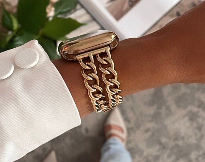 Gold Apple Watch Band Chain Bracelet Strap Luxury for Apple Watch 49mm ...