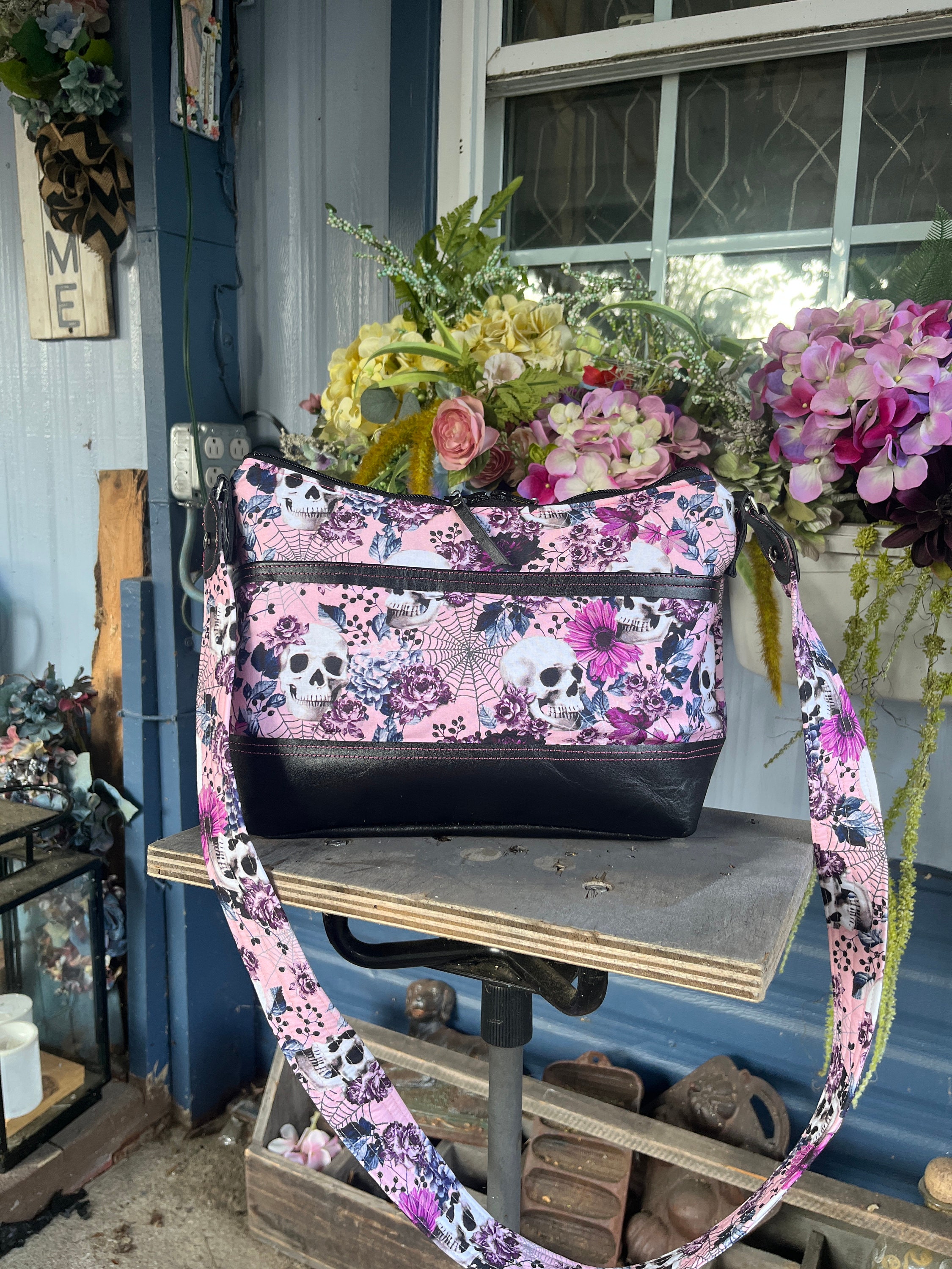 Pink Skull Bag/gothic Skull Purse/goth Bag/skull Handbag/black - Etsy