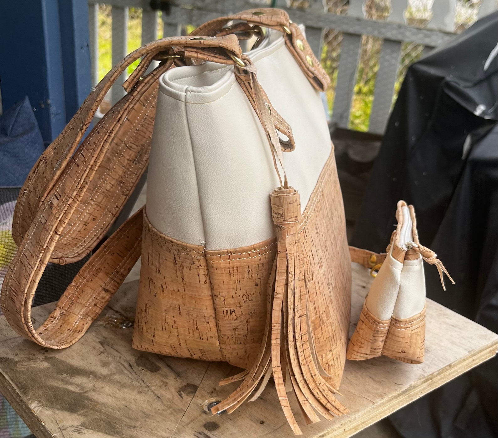 Cork Purse/cork and Faux Leather Handbag/cork Tote Bag/vegan - Etsy