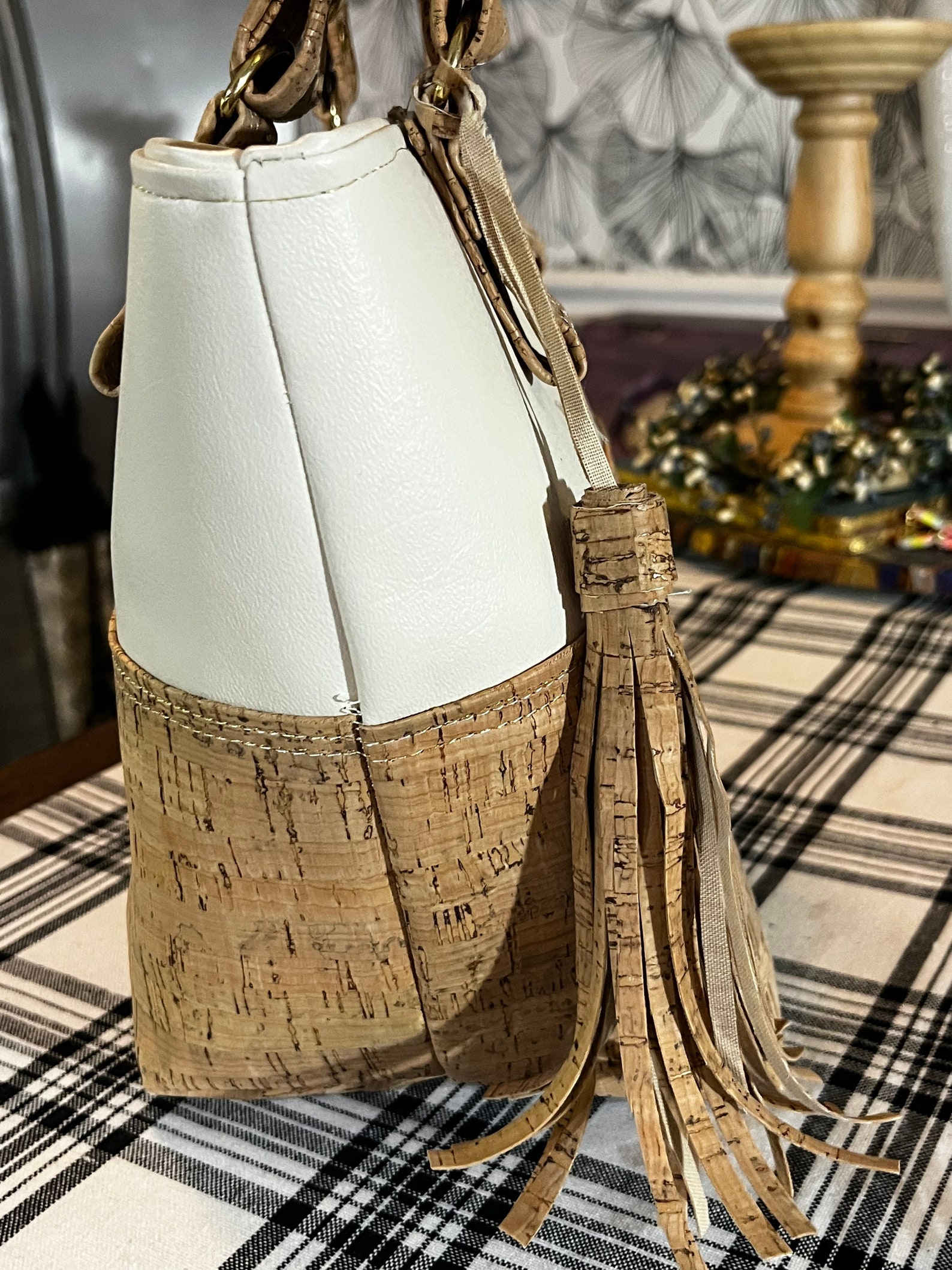 Cork Purse/cork and Faux Leather Handbag/cork Tote Bag/vegan - Etsy