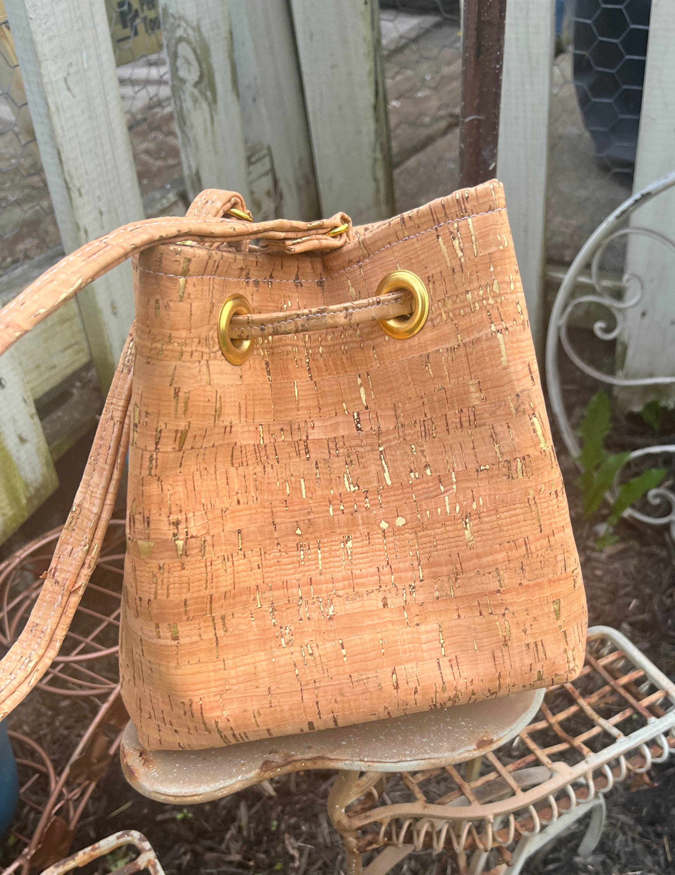 Cork Purse/mini Cork Bucket Bag/cork Leather Purse/cork - Etsy