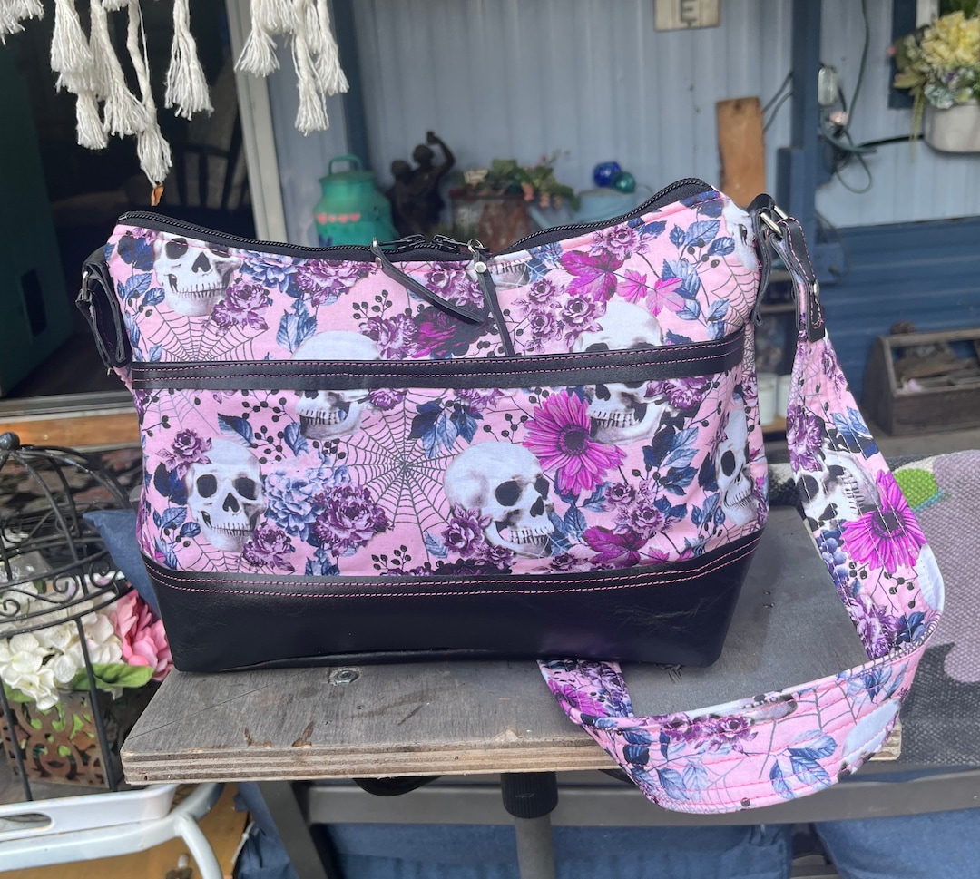 Pink Skull Bag/gothic Skull Purse/goth Bag/skull Handbag/black Leather ...