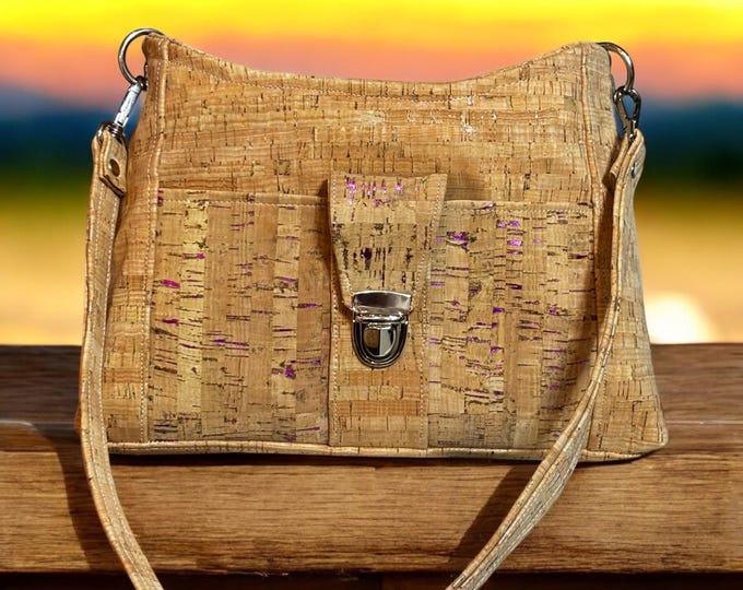 Green Cork & Cotton Crossbody Bag Sling Bag Cork Crossbody Bag Cork ...