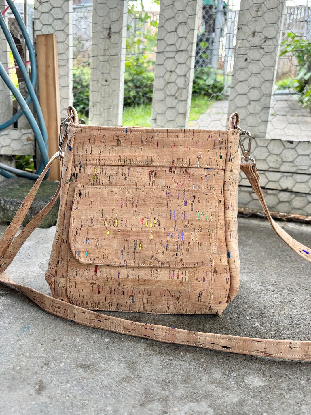 Cork Crossbody Bag/cork Purse/cork Shoulder Bag/rainbow Cork Crossbody ...
