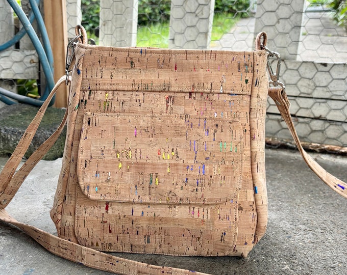 Cork Crossbody Bag/cork Purse/cork Shoulder Bag/rainbow Cork Crossbody ...