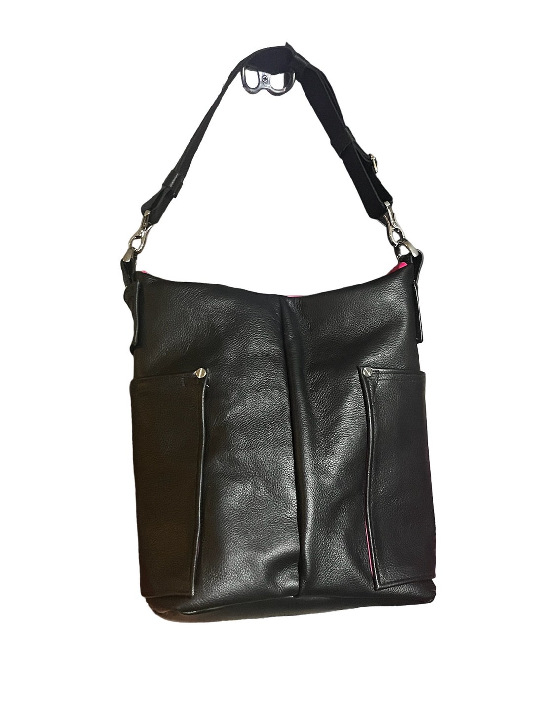 Black Leather Compass Bag/black Leather Purse/handmade Black Shoulder ...