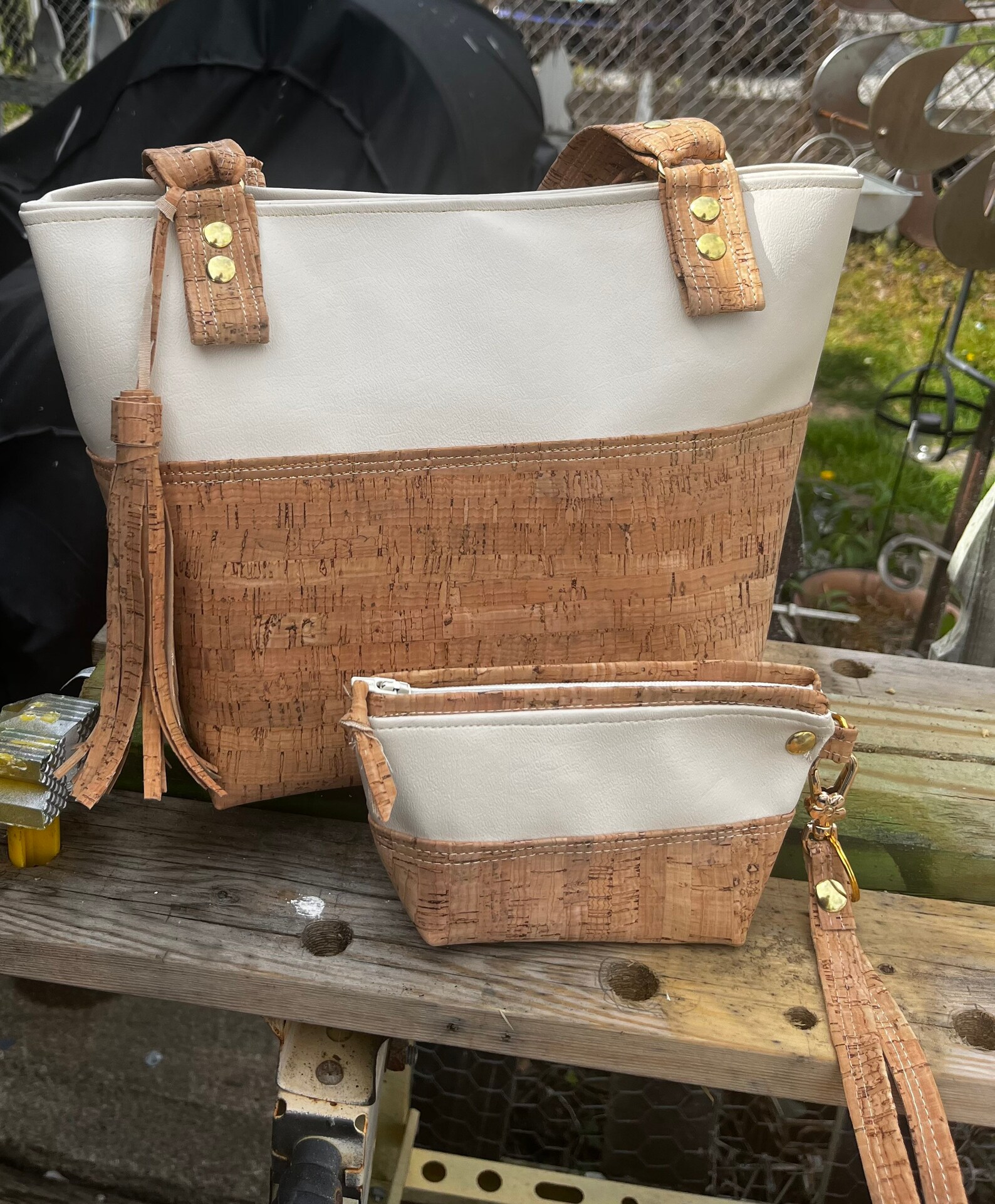 Cork Purse/cork and Faux Leather Handbag/cork Tote Bag/vegan - Etsy