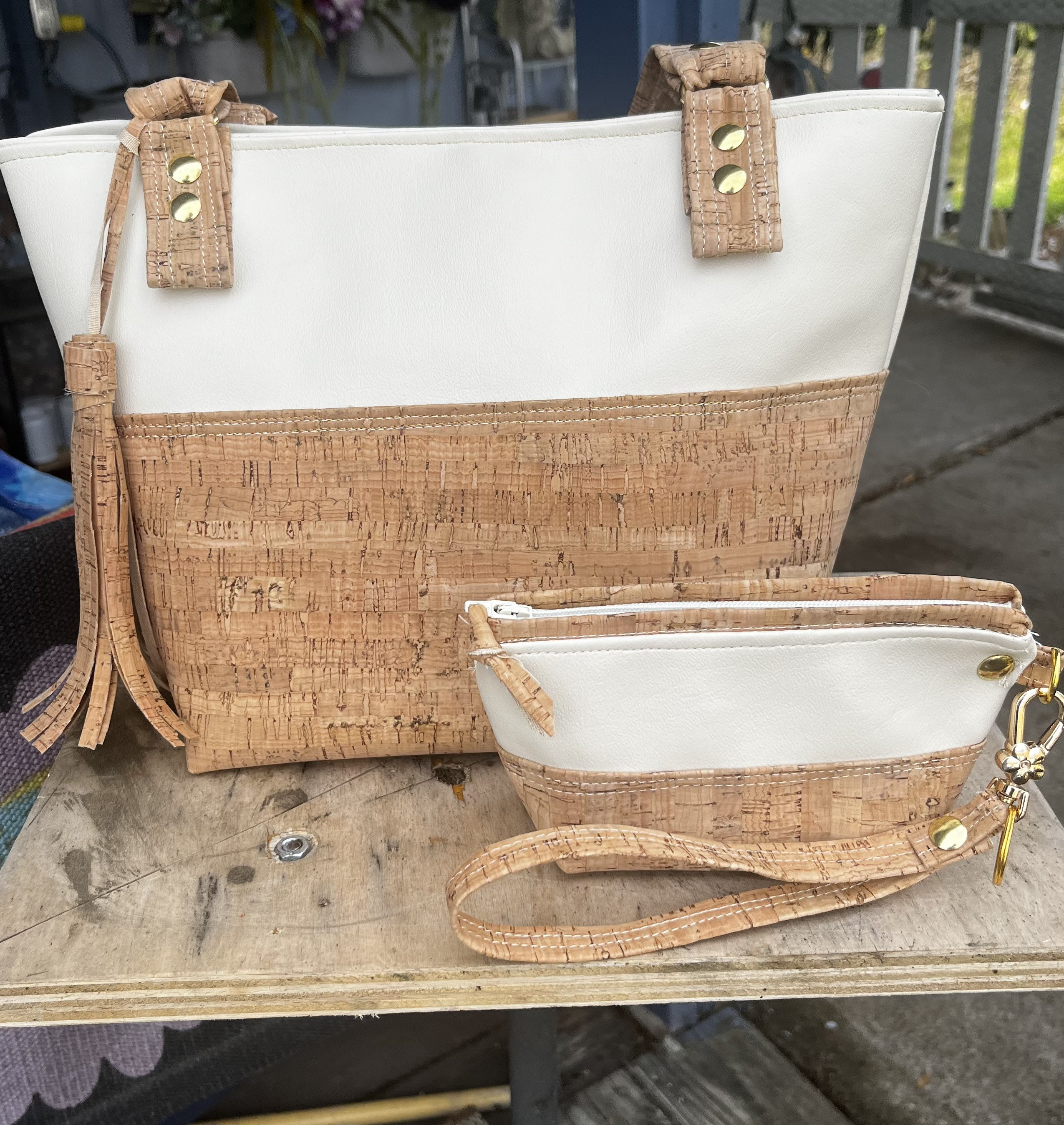 Cork Purse/cork and Faux Leather Handbag/cork Tote Bag/vegan - Etsy