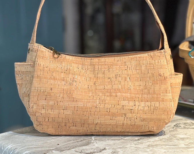 Double Zip Bag, Cross Body Bag, Cork Purse, Black Purse, Natural Cork ...