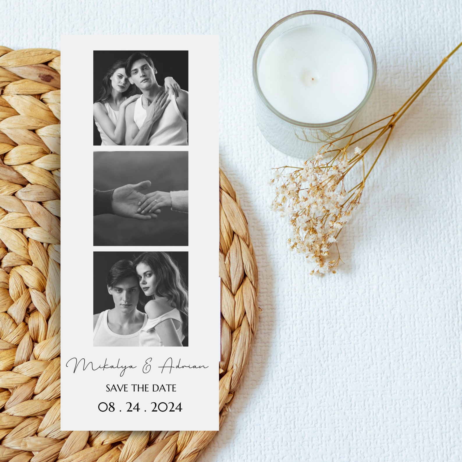Photo Booth Save the Date Template, Minimal Wedding Photo Booth Card ...