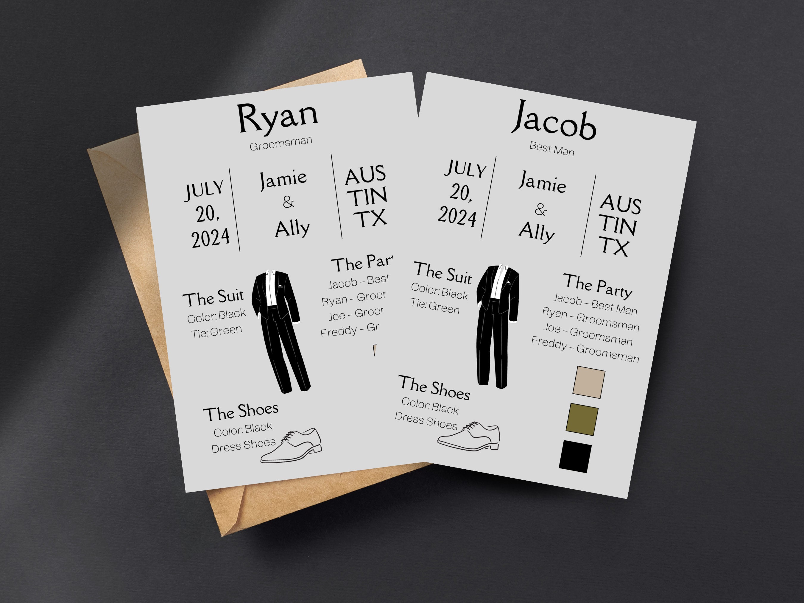 Groomsman Proposal Info Card Template Bridal Party Info Card - Etsy
