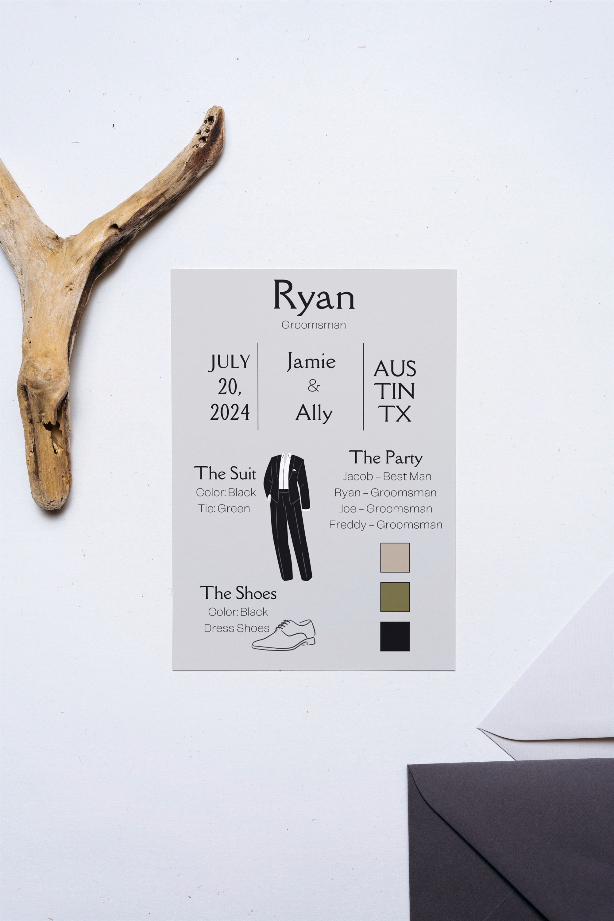 Groomsman Proposal Info Card Template Bridal Party Info Card - Etsy