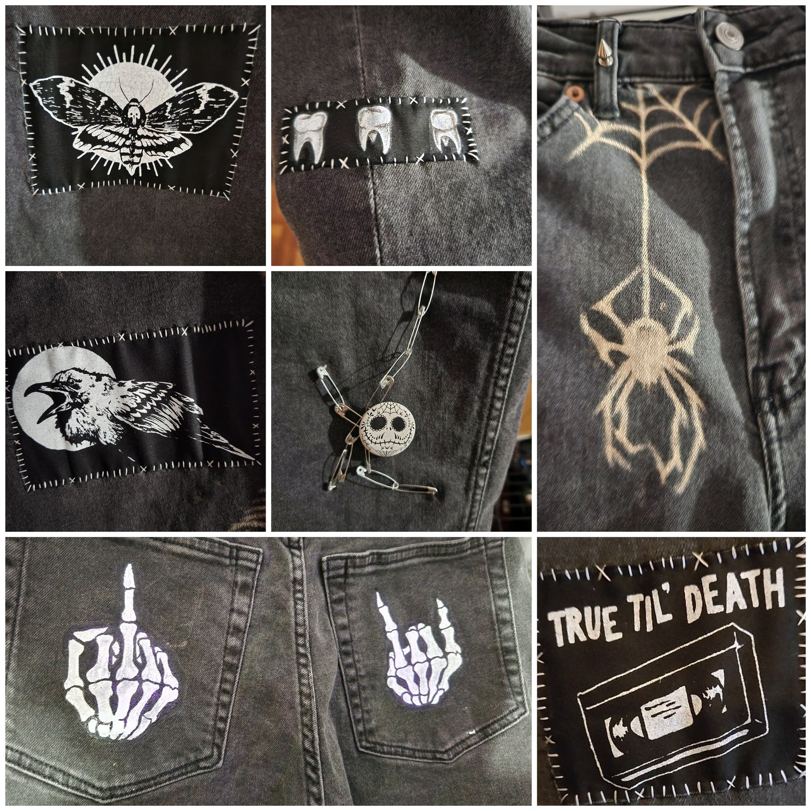 Customized/reworked Denim Punk Pants – With Hand-added Patches, Bleach ...