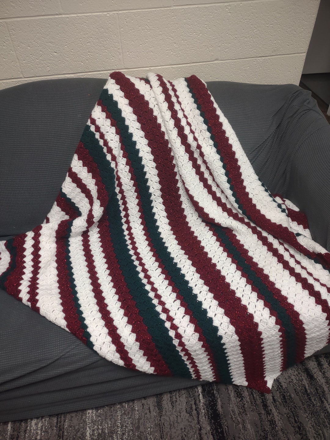 Candy Cane Stripe Corner to Corner Throw - Etsy