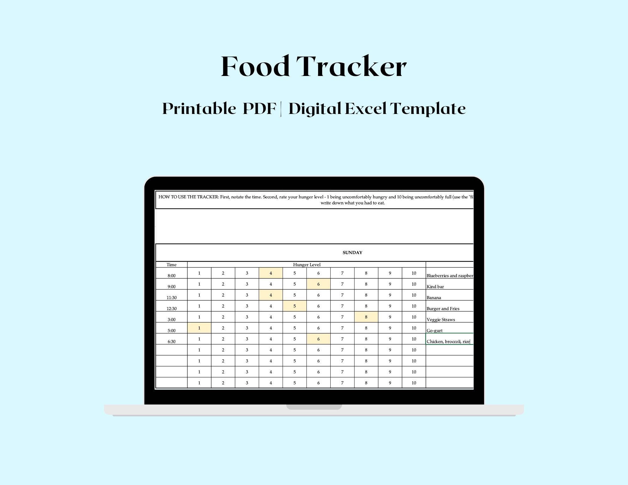 2023 Food Tracker, Food Tracker, Food Tracker PDF, Digital Food Tracker ...