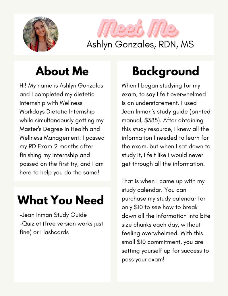 RD Exam Study Calendar, RDN Exam, RD Exam Study Resources, Rd Exam ...