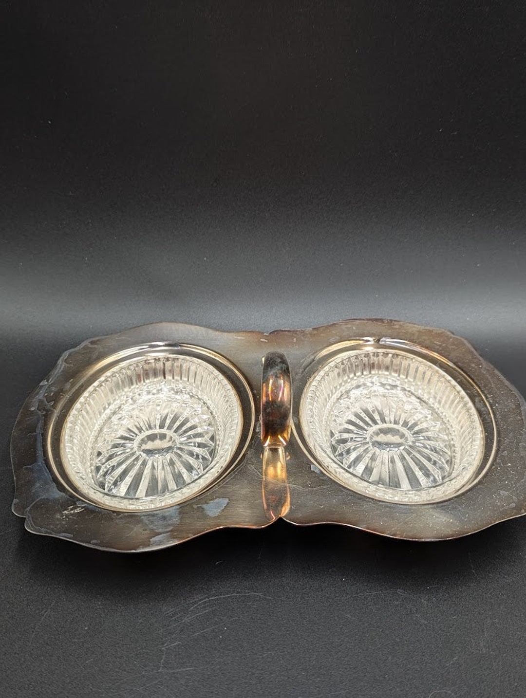Viking Plate E.P. Copper Relish Tray With 2 Glass Bowls - Etsy