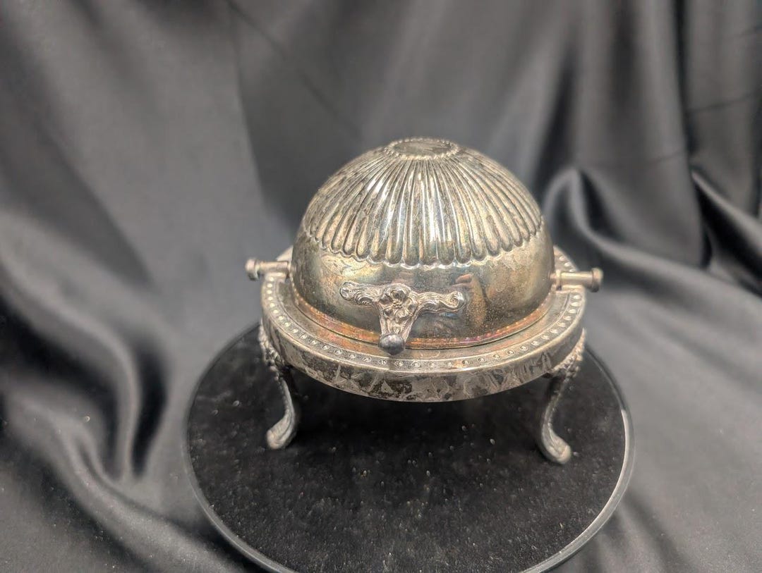 Kings Plate Silver Plate Brass Rolltop Butter/caviar Dish Antique - Etsy
