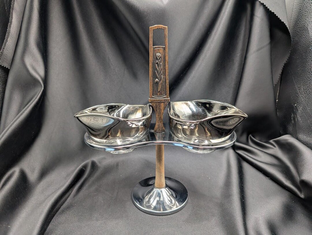 Vintage Silver Smoked Condiment Caddy MCM Mid Century Modern - Etsy