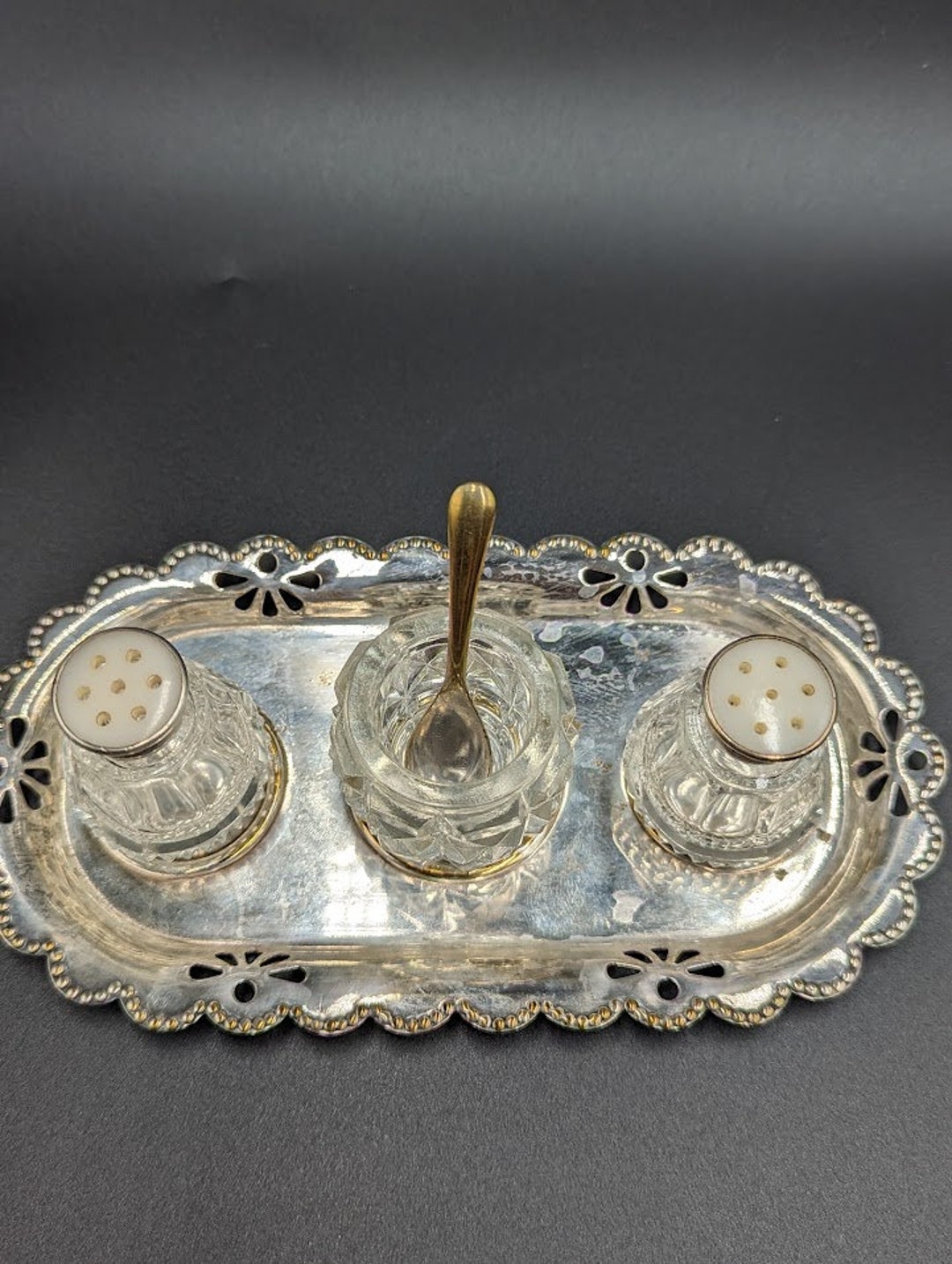 Miniature Glass Cruet Set in Celtic Quality Silver Plate - Etsy