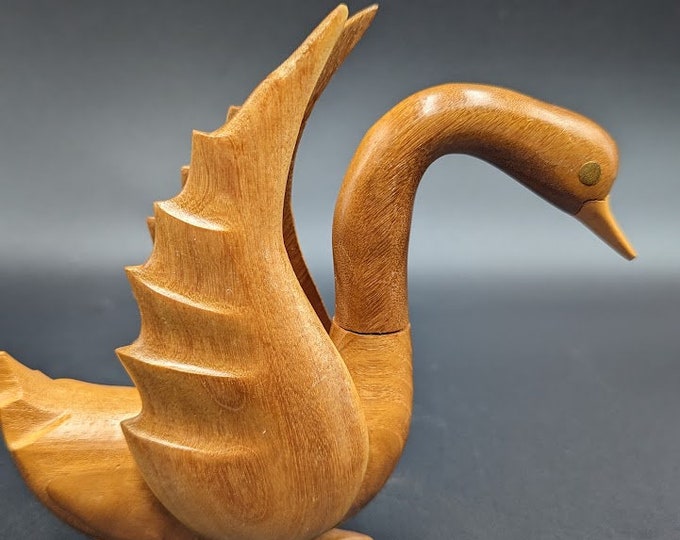 Hand Carved Wooden Swan - Etsy