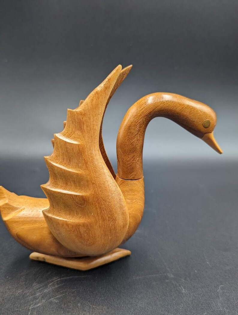 Hand Carved Wooden Swan - Etsy