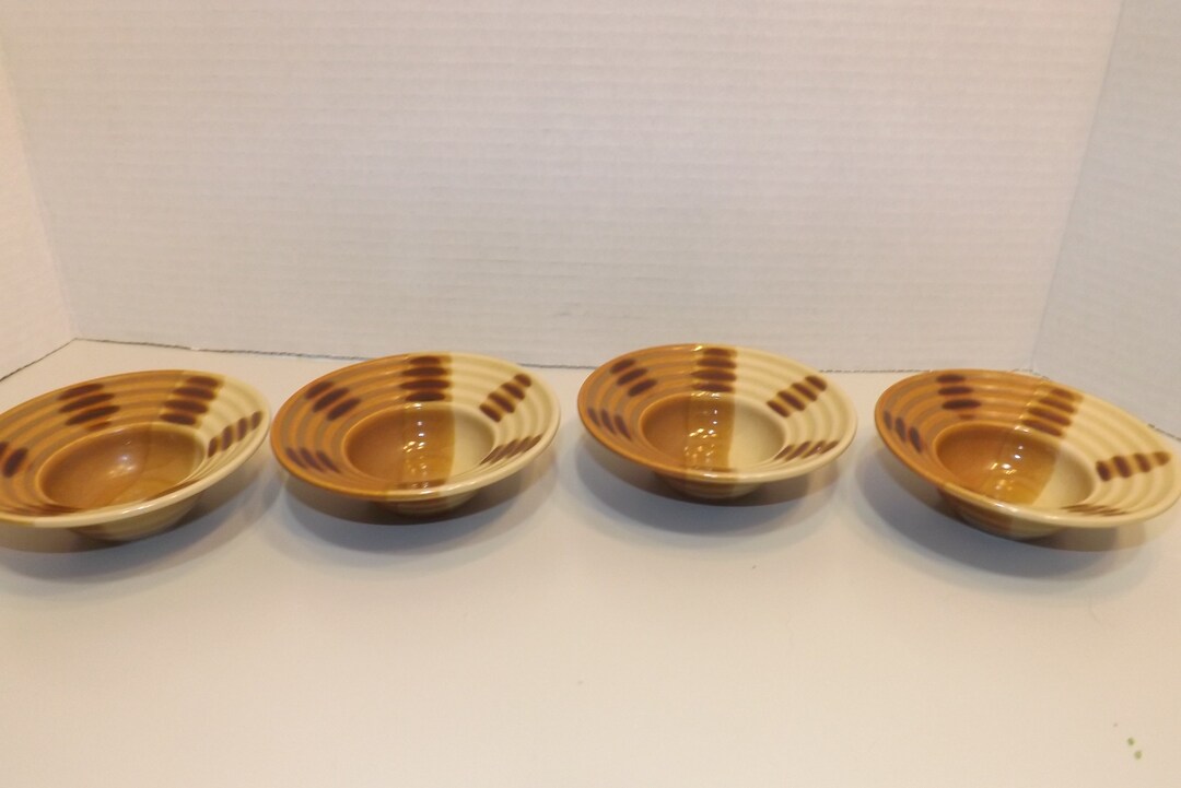 Brown Pottery Finger Bowls Earhart by Artibles Canada, Set of 4 - Etsy