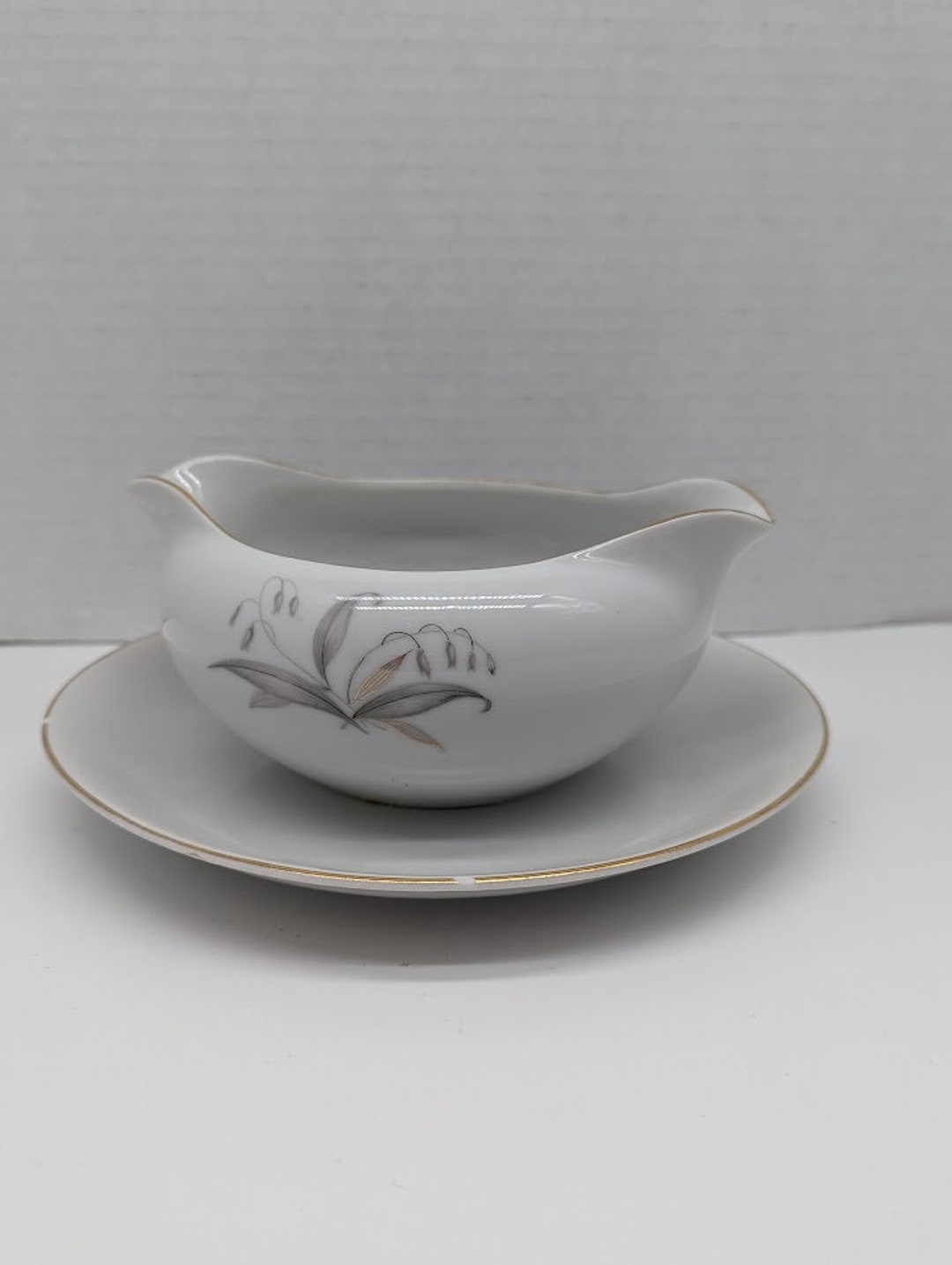 Kaysons Fine China Golden Rhapsody Gravy Boat W/attached Plate - Etsy