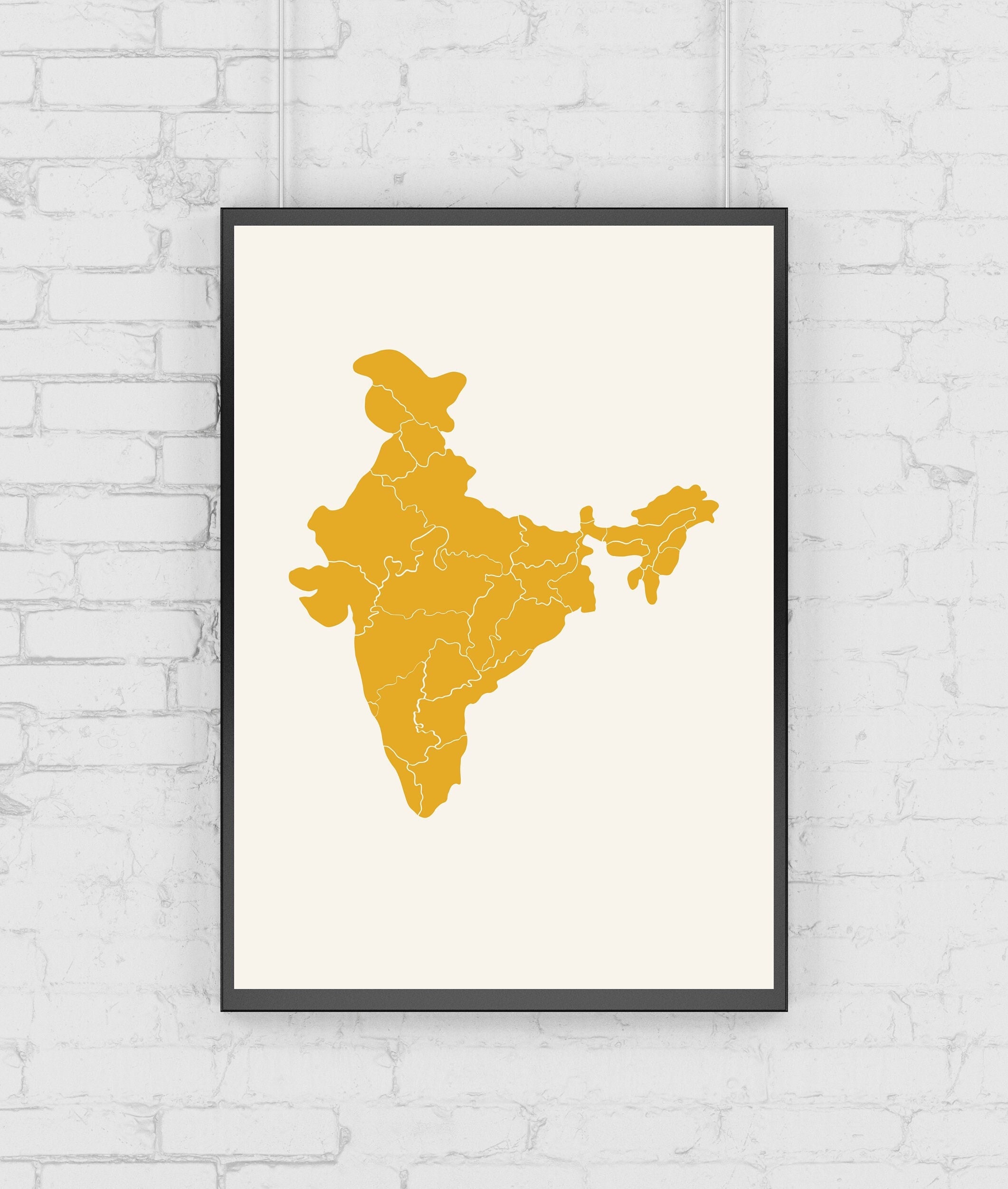India Map Outline Print Printable Digital Download Japandi - Etsy