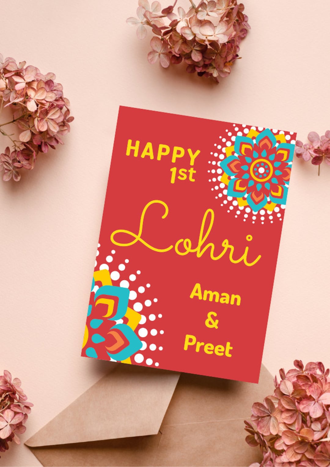 1st Wedding Lohri Card Printable Customisable Personalised Lori, Lory ...