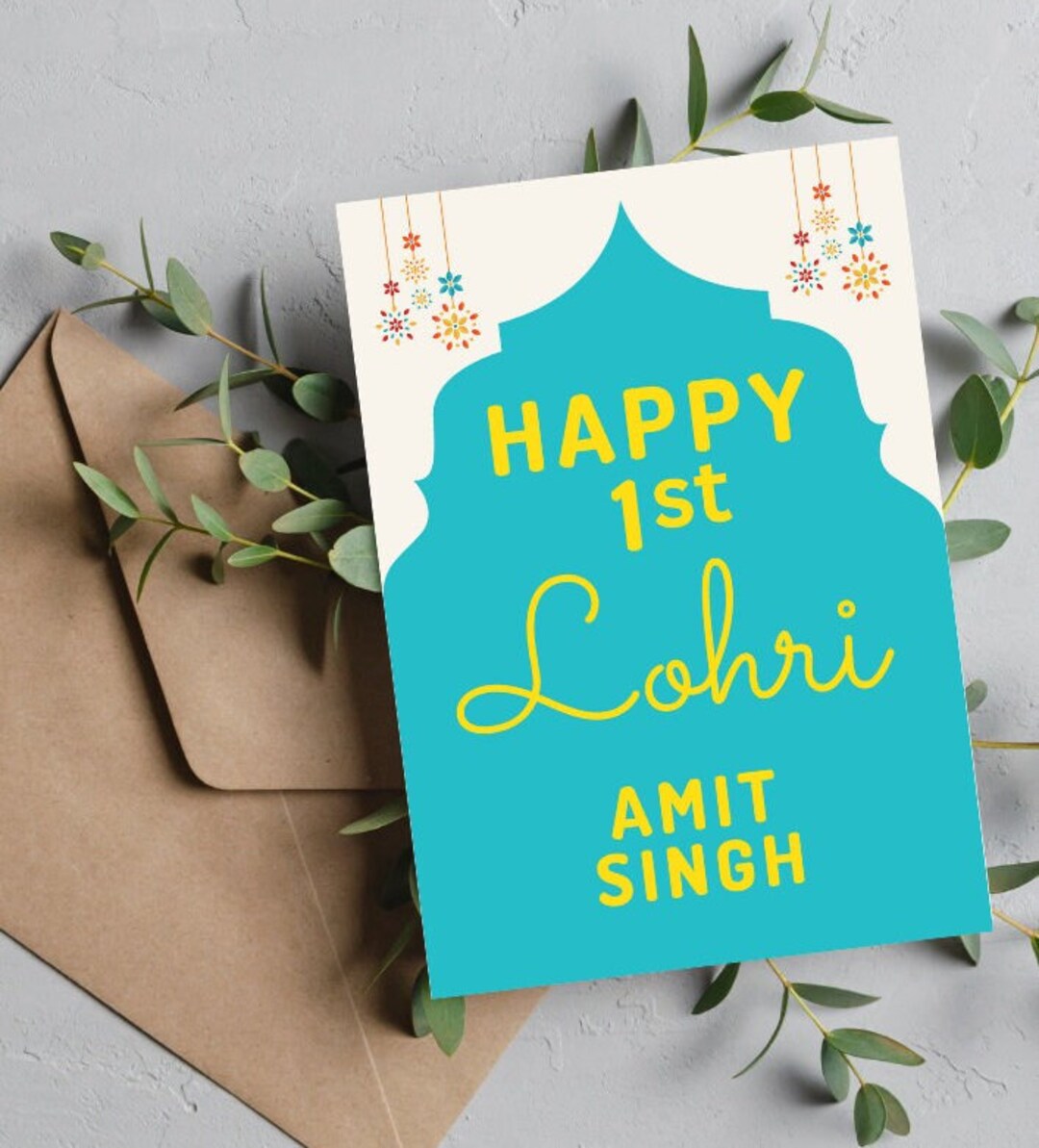 Happy 1st Lohri Card New Baby Printable Customisable Personalised Lori ...