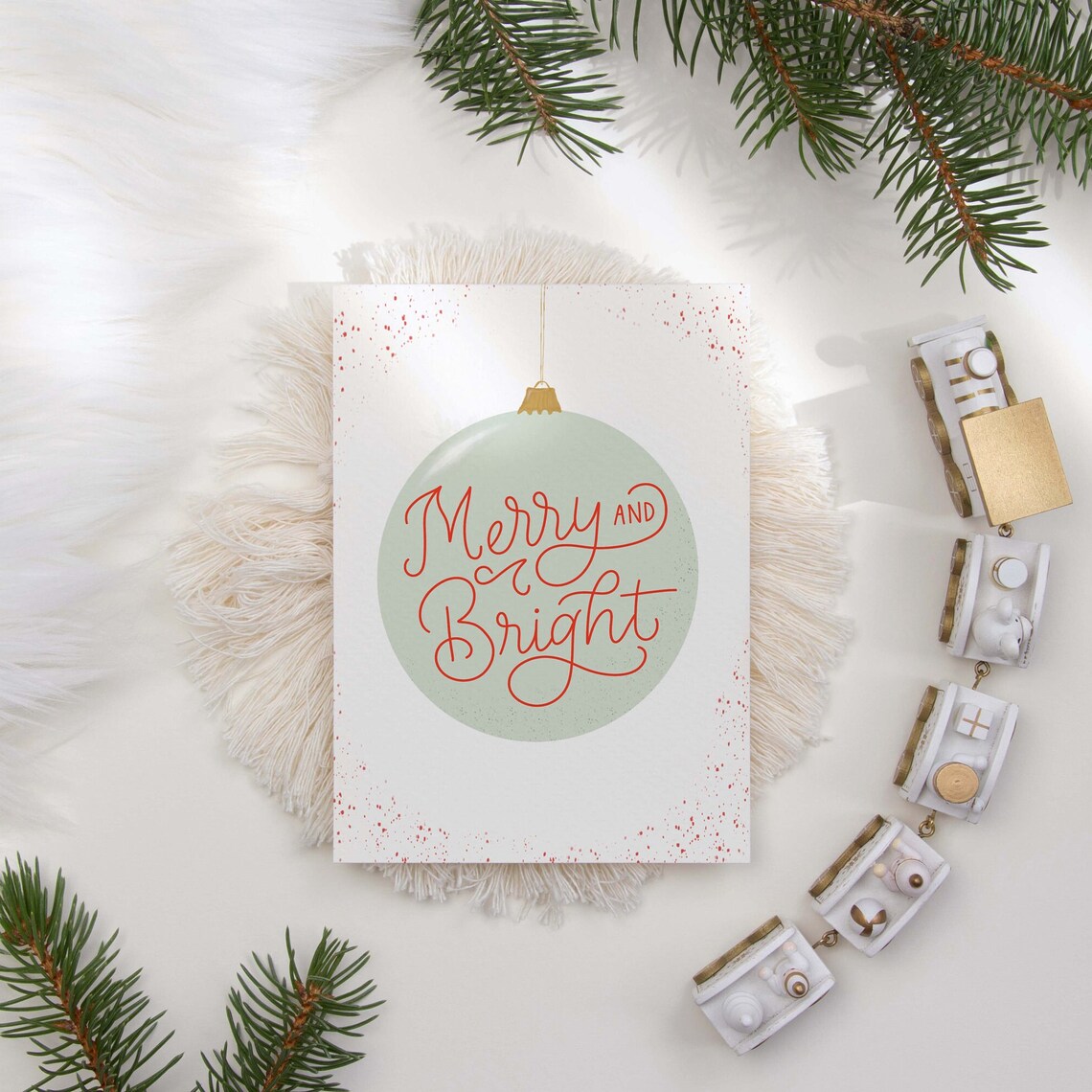 Merry and Bright Christmas Card, Printable Card, Christmas Carol ...
