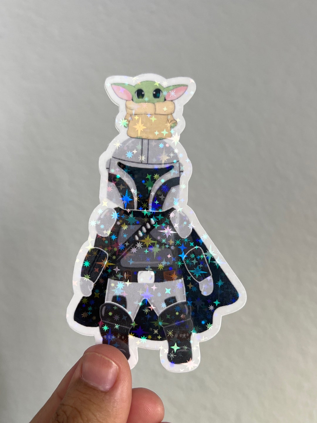 Mando & Child Sparkly Sticker - Etsy