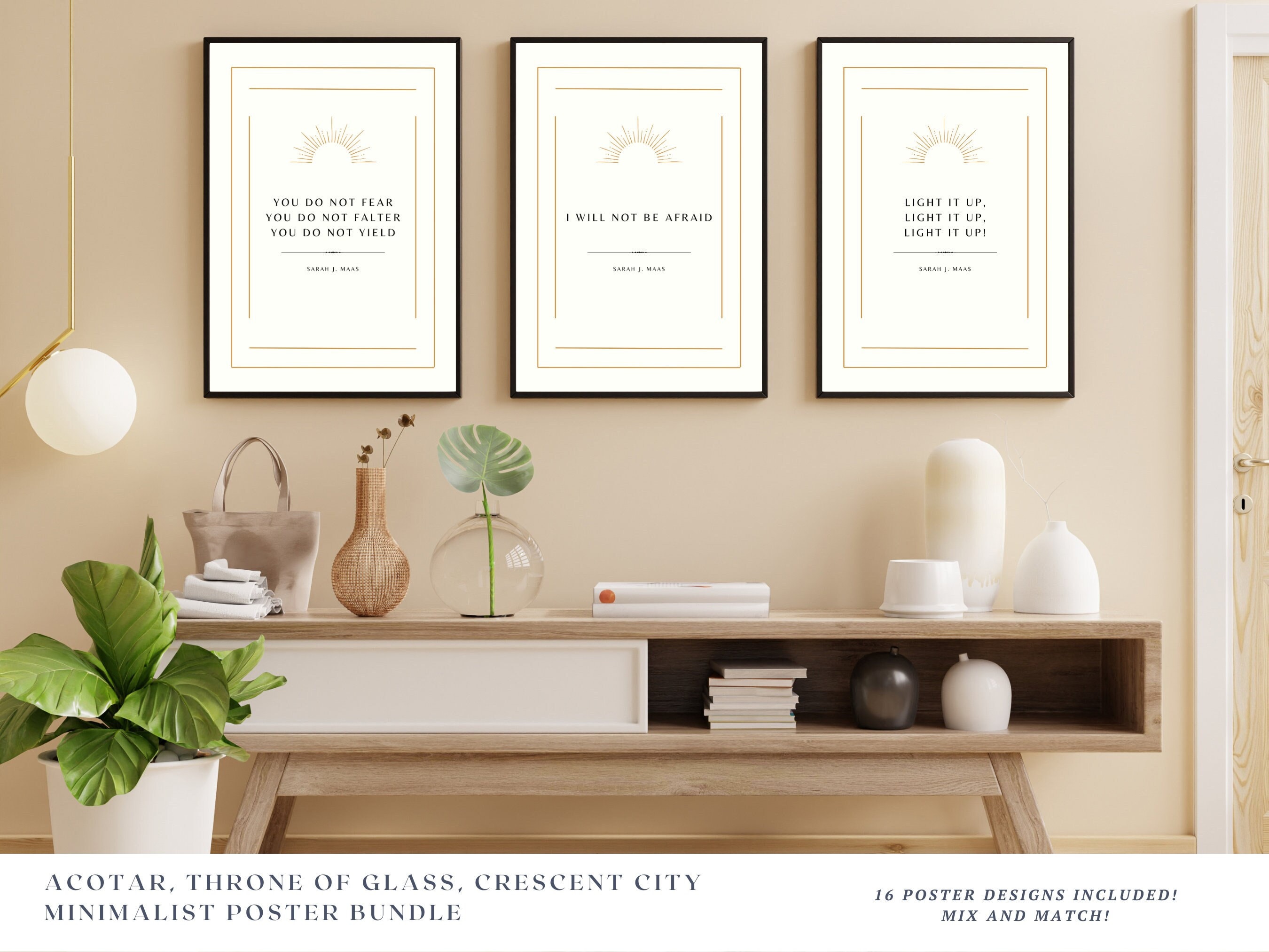 SJM Book Posters Gold/cream Sarah J Maas - Etsy