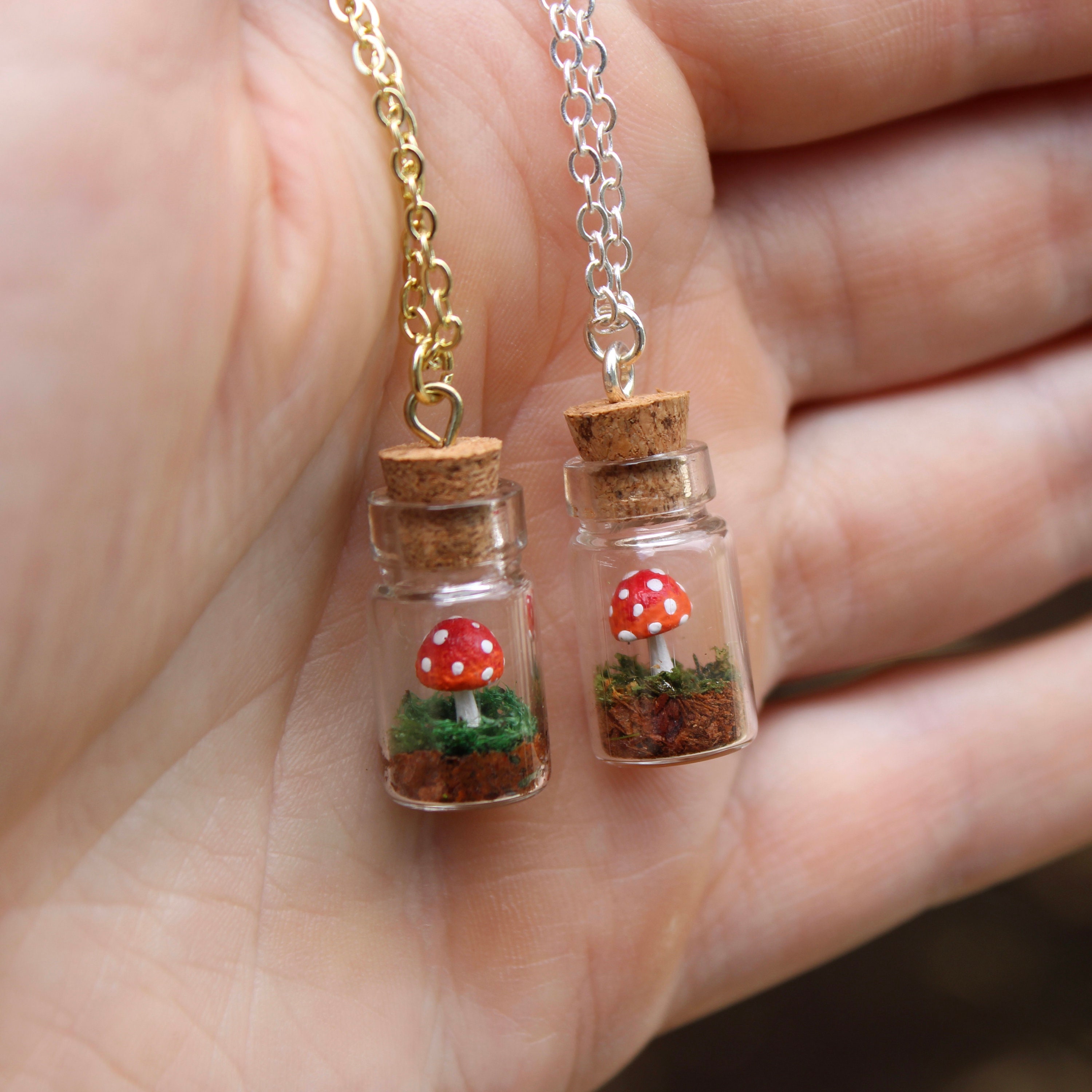 Mushroom Terrarium Necklace - Etsy