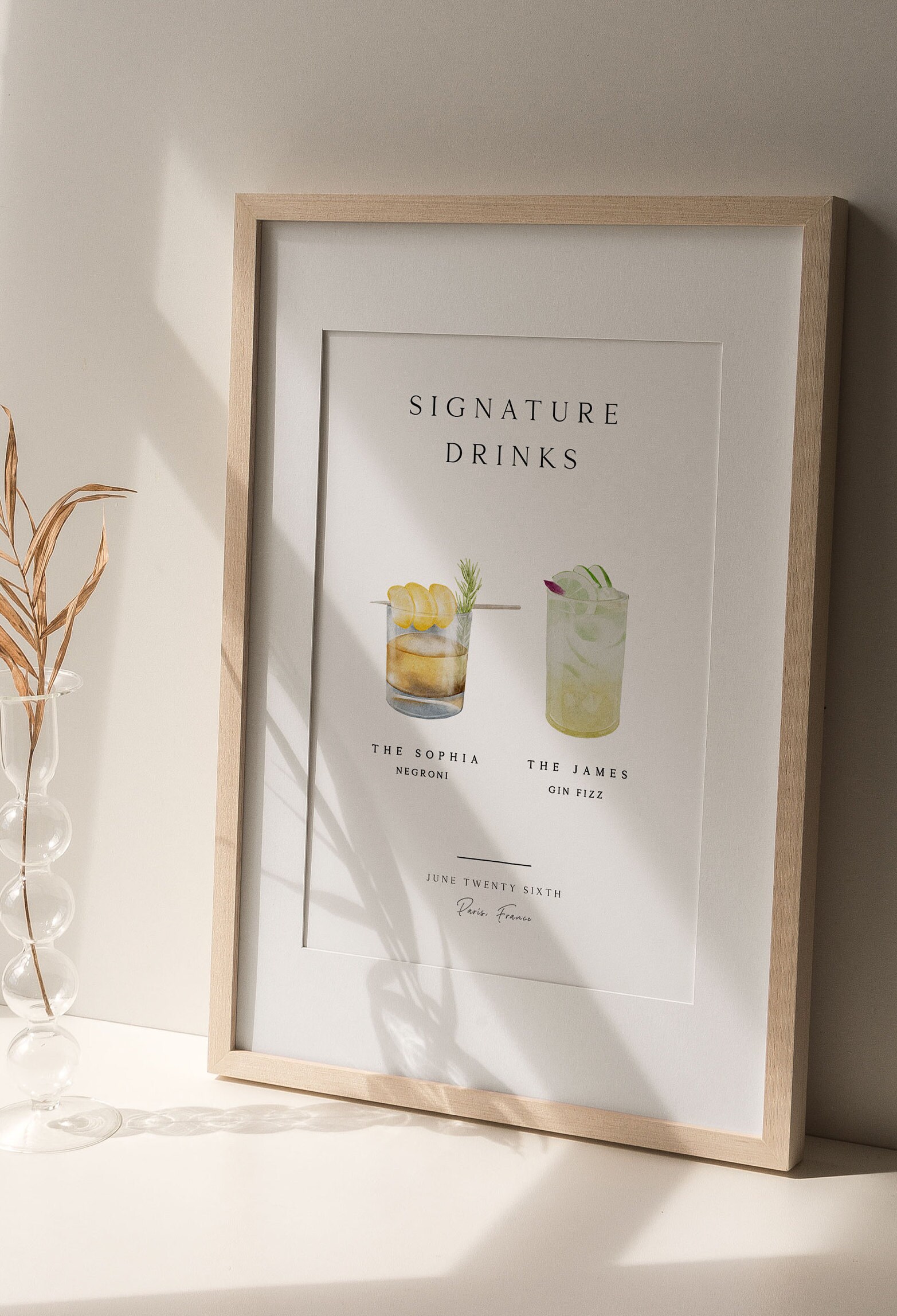 CLASSIC Customizable Signature Drink Sign Template Editable Signature ...