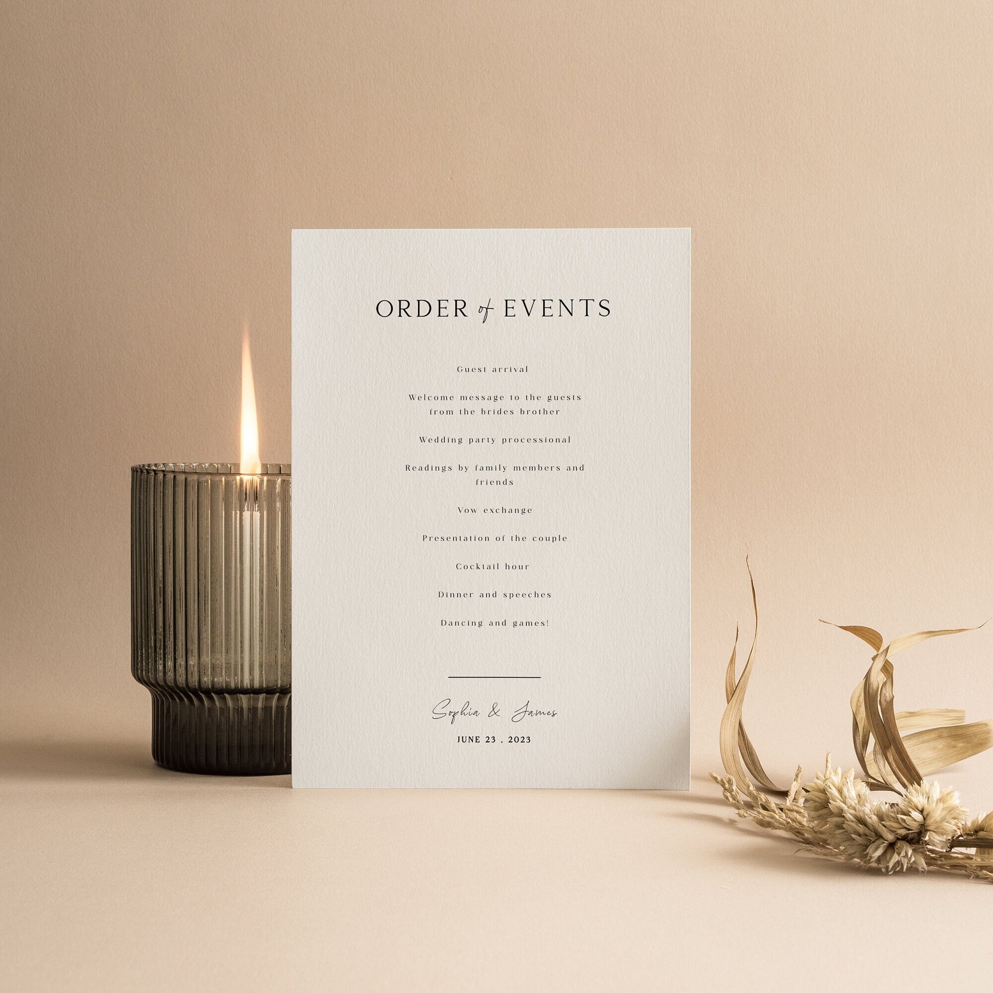 Wedding Program Template Order of Events Program Template - Etsy