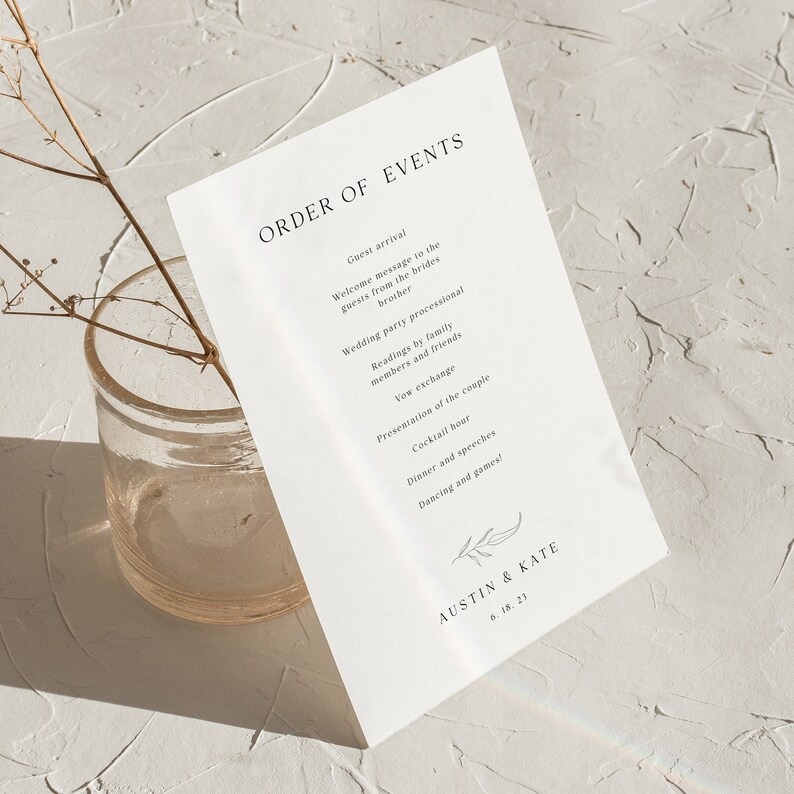 FLORA Wedding Program Template,order of Events, Program Template ...