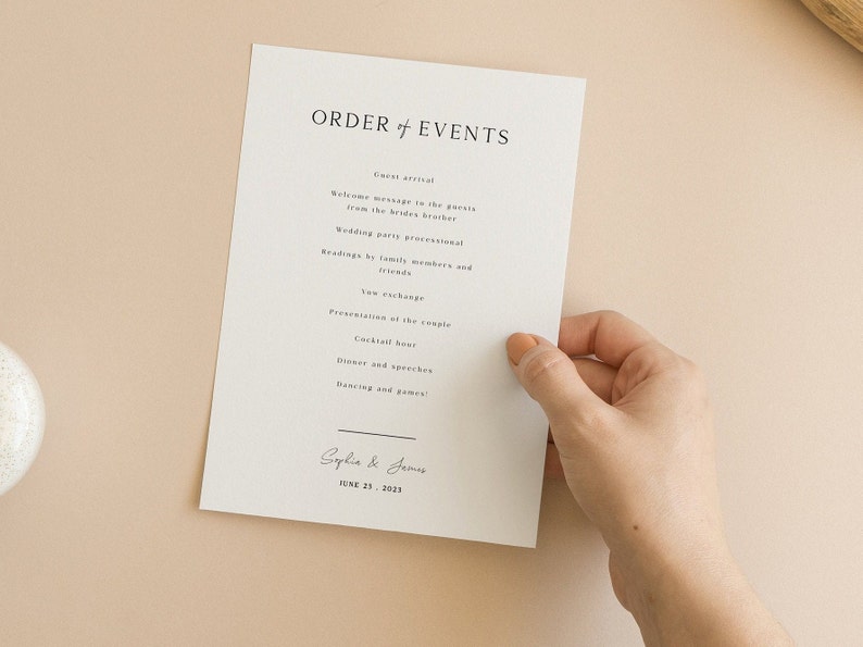 Wedding Program Template Order of Events Program Template Timeline ...