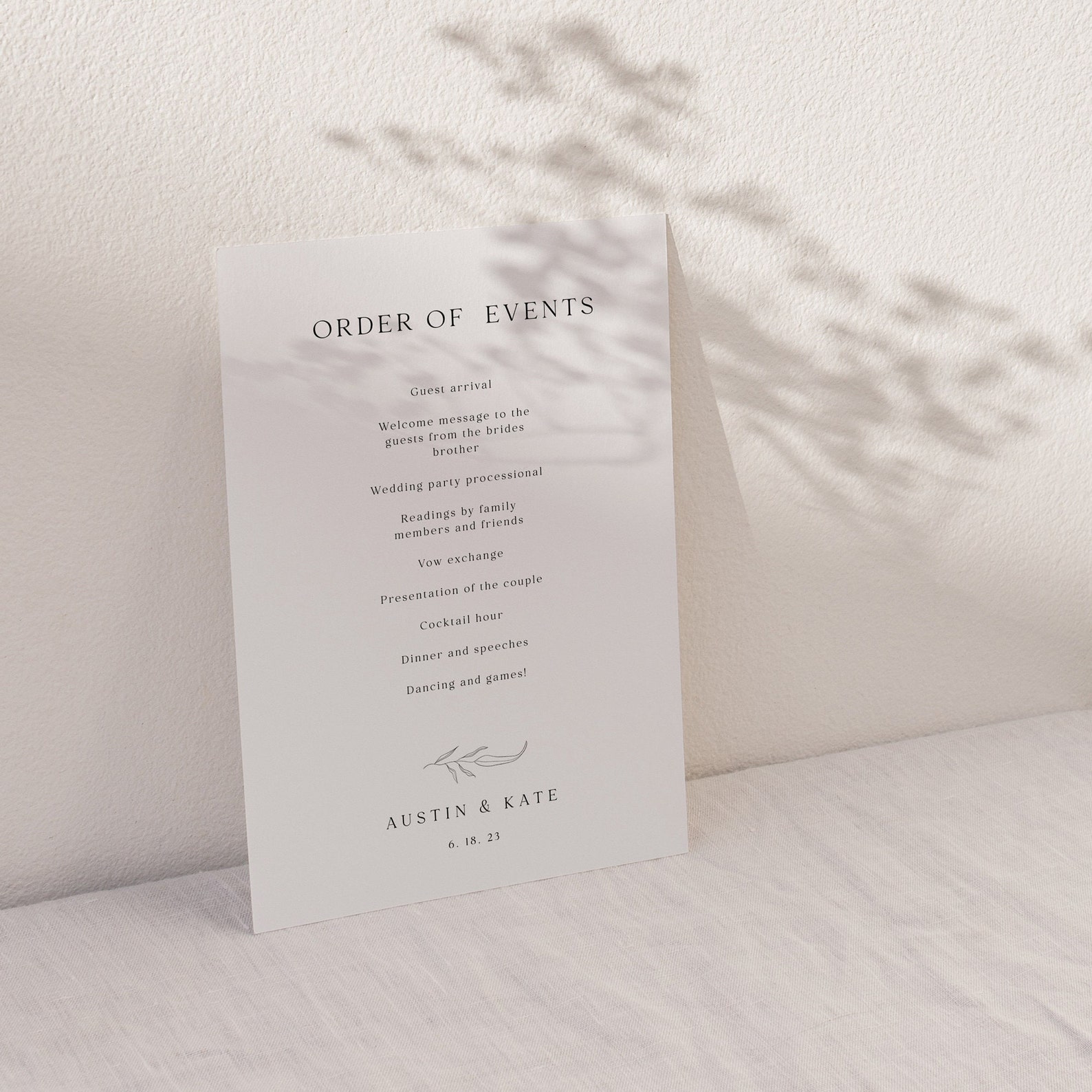 FLORA Wedding Program Template,order of Events, Program Template ...