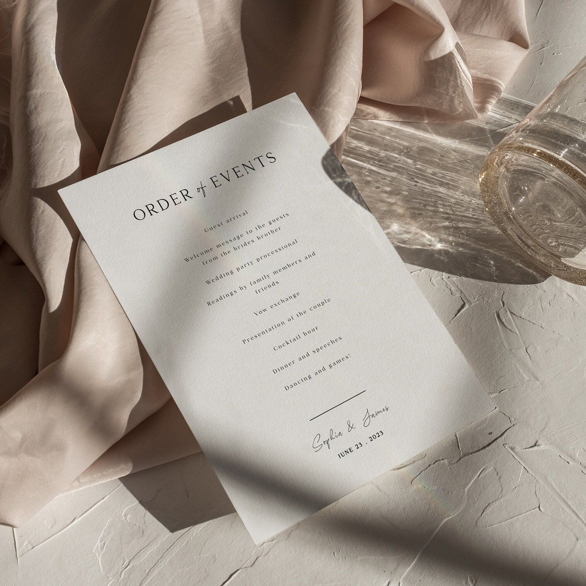 Minimalist Wedding Program Template, Order of Events (digital Download ...