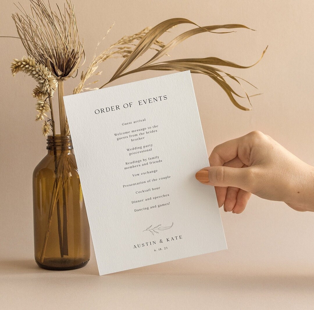 FLORA Wedding Program Template,order of Events, Program Template ...