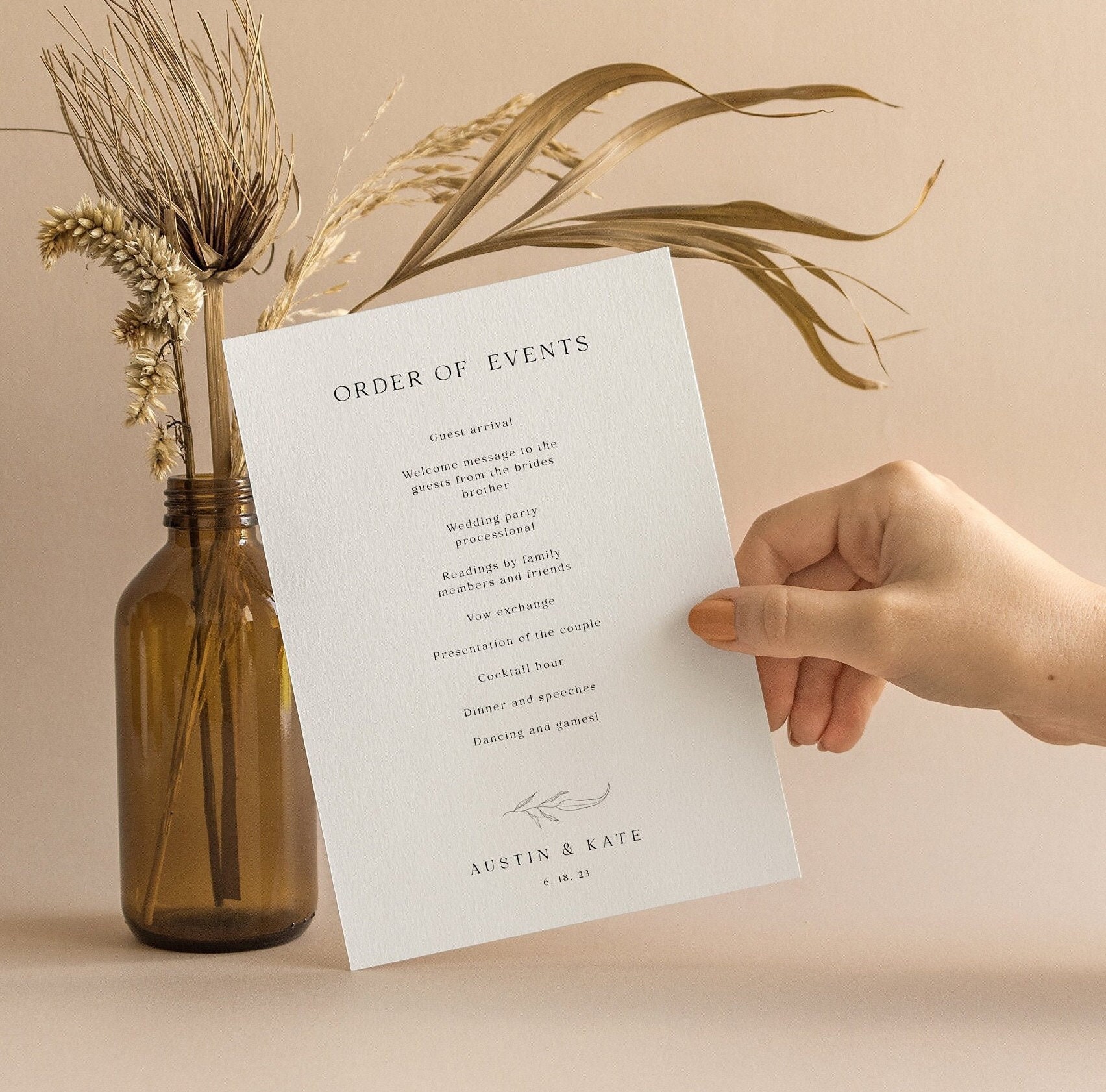 FLORA Wedding Program Template,order of Events, Program Template ...