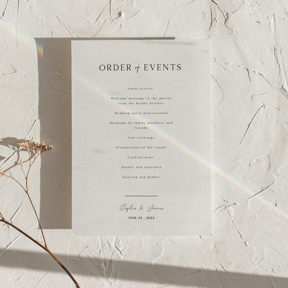 Wedding Program Template Order of Events Program Template - Etsy