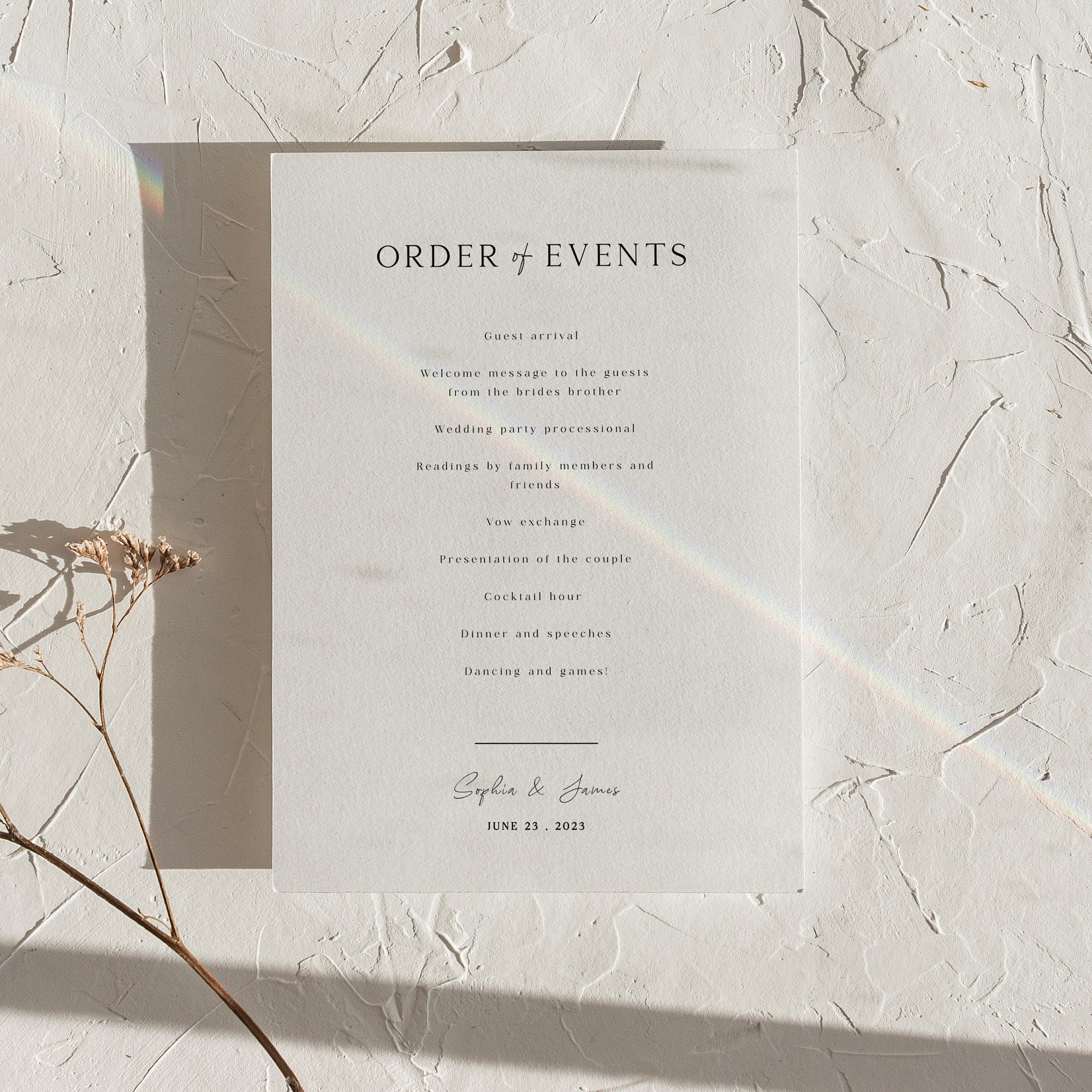 Wedding Program Template Order of Events Program Template - Etsy