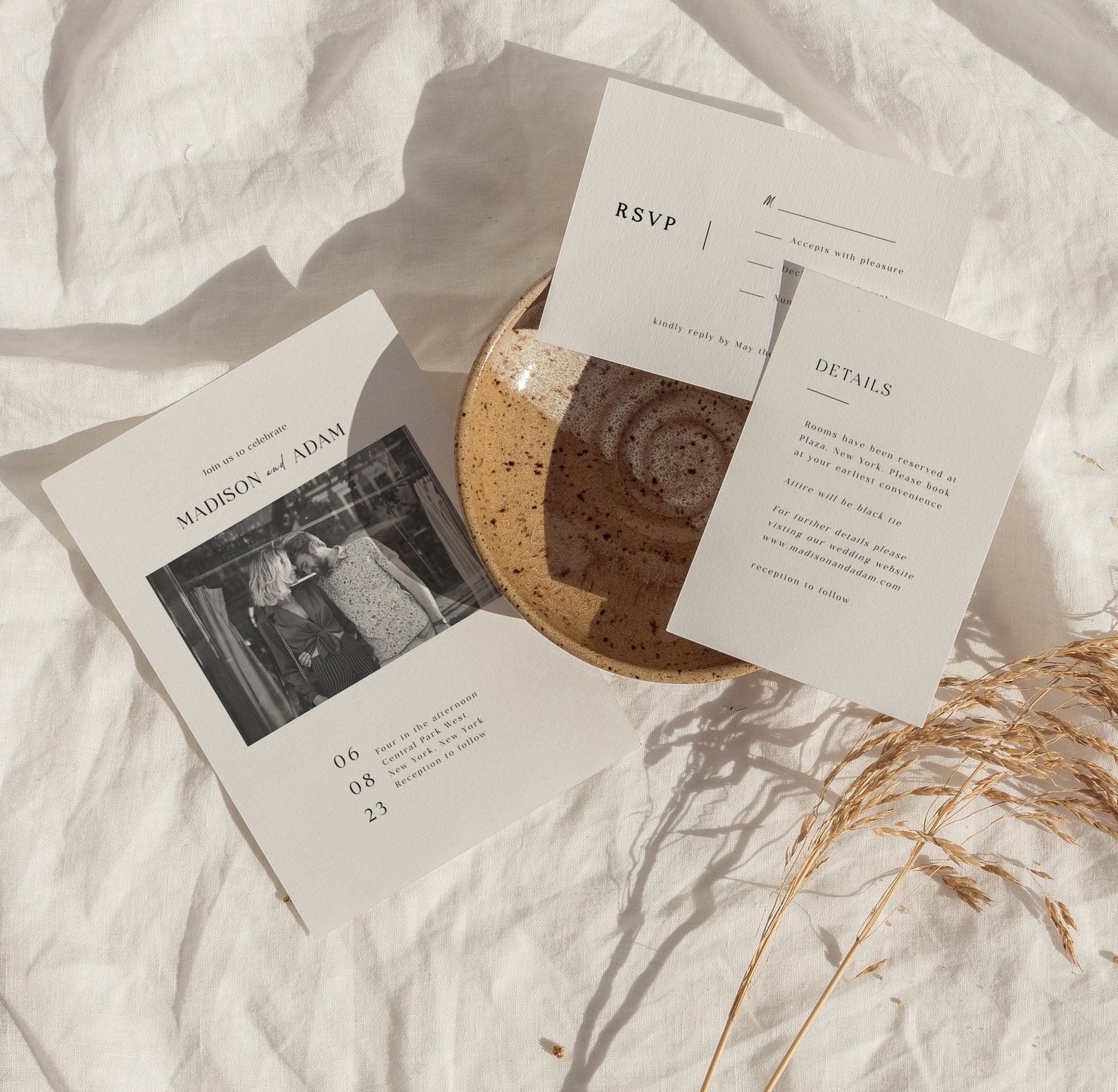 PORTRAIT Wedding Invitation Wedding Invitations Minimalist Wedding ...