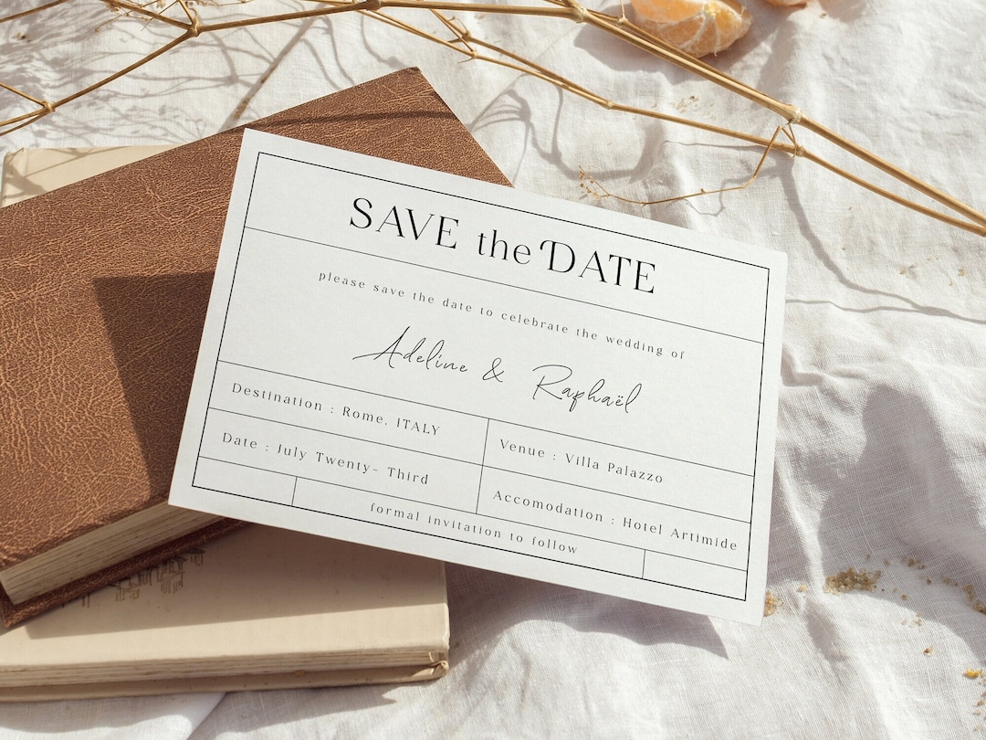 WANDERLUST Destination Wedding Save the Date,modern Wedding Invitations ...