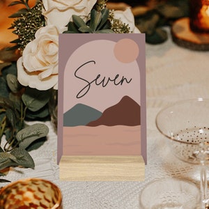 Desert Boho Printable Table Numbers in Mauve, Minimalist Wedding Table ...