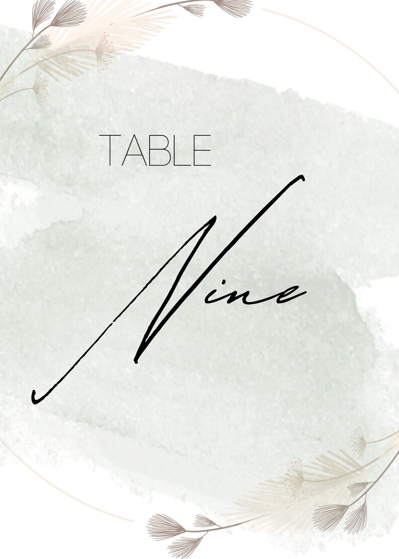 Elegant Minimalist Printable Table Numbers, Sage Wedding Decor, Pampas ...