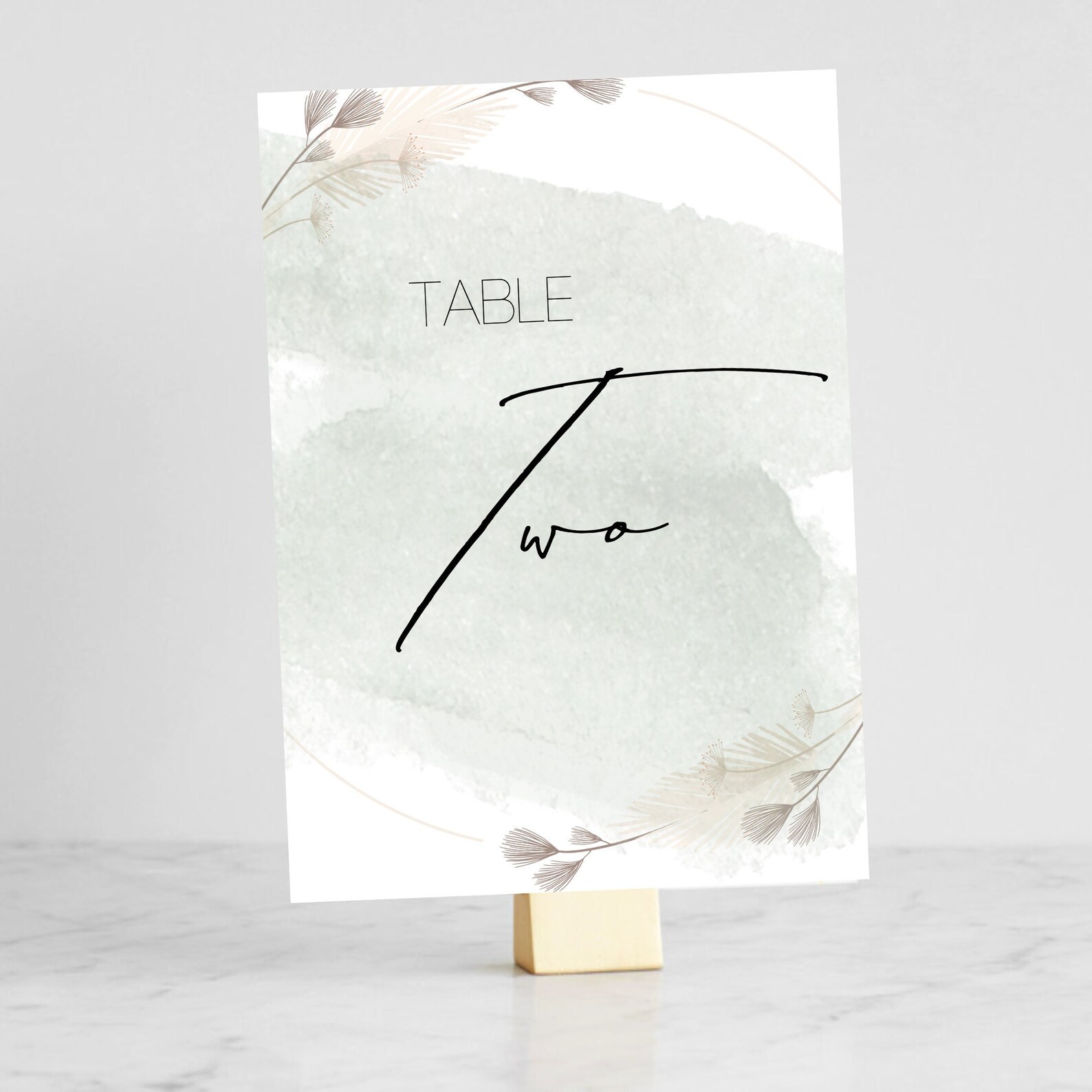 Elegant Minimalist Printable Table Numbers, Sage Wedding Decor, Pampas ...